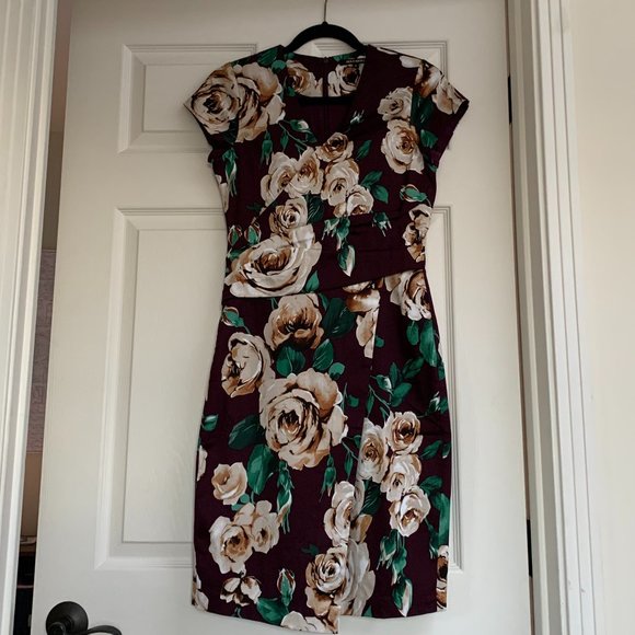Ava & Aiden | Dresses | Ava Aiden Berry Faux Wrap Sheath Dress | Poshmark